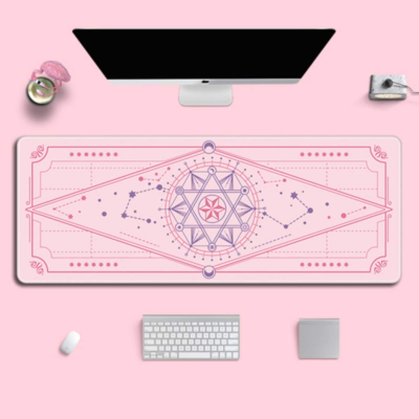Pink Magic Desk Mat, Gaming Large Mouse Pad, Purple Mousepad, Keyboard ...