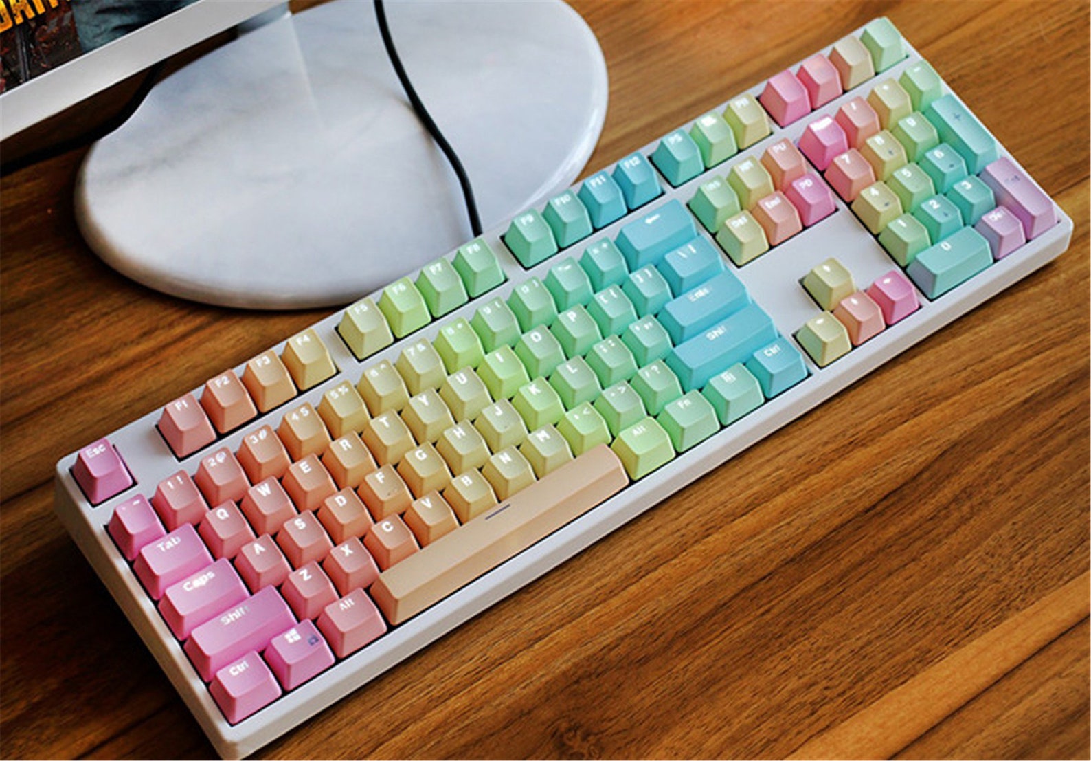 Rainbow Keycaps Set Cherry Artisan Keycaps Set 87 104 108 - Etsy