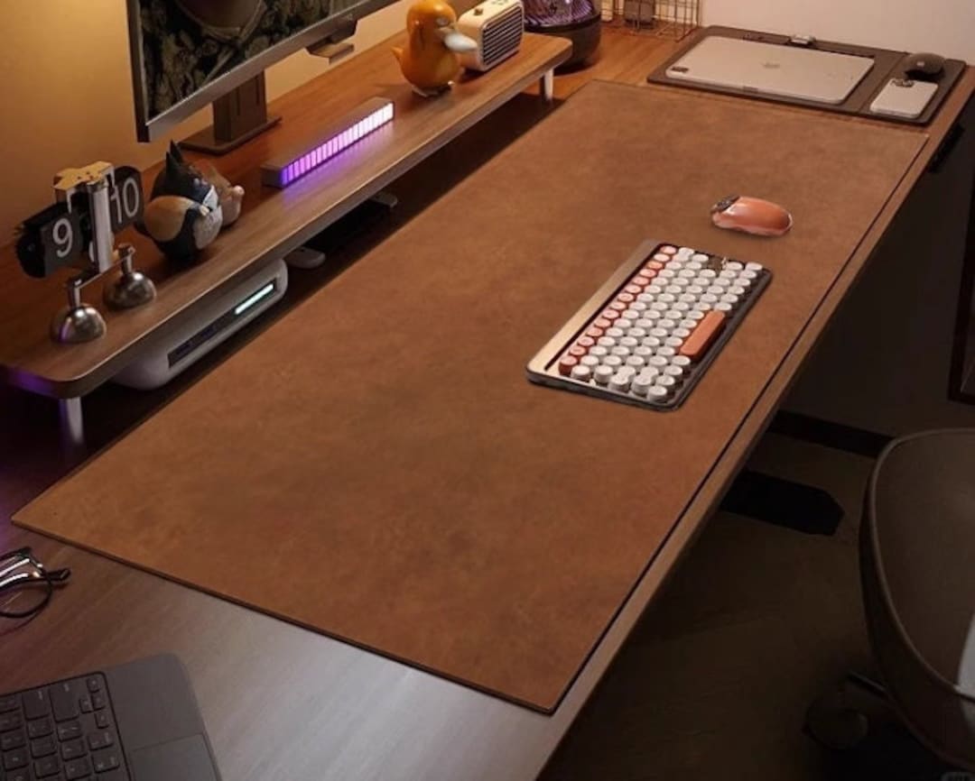 Genuine Leather Desk Mat, Custom Size Desk Pad, Large Mouse Pad ...