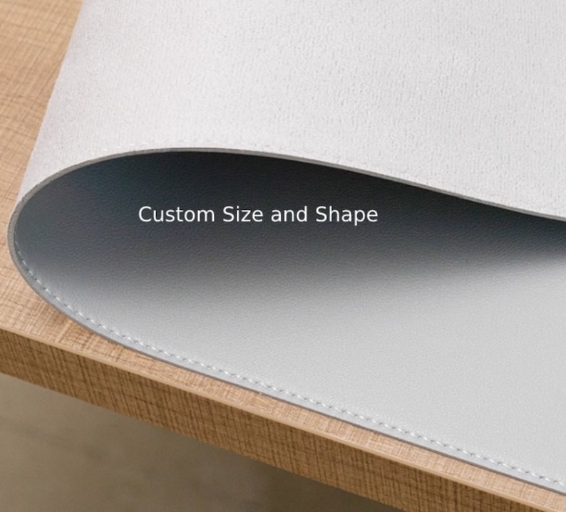 Custom Size Desk Mat, Gray White Soft Leather Mouse Mat, Waterproof ...