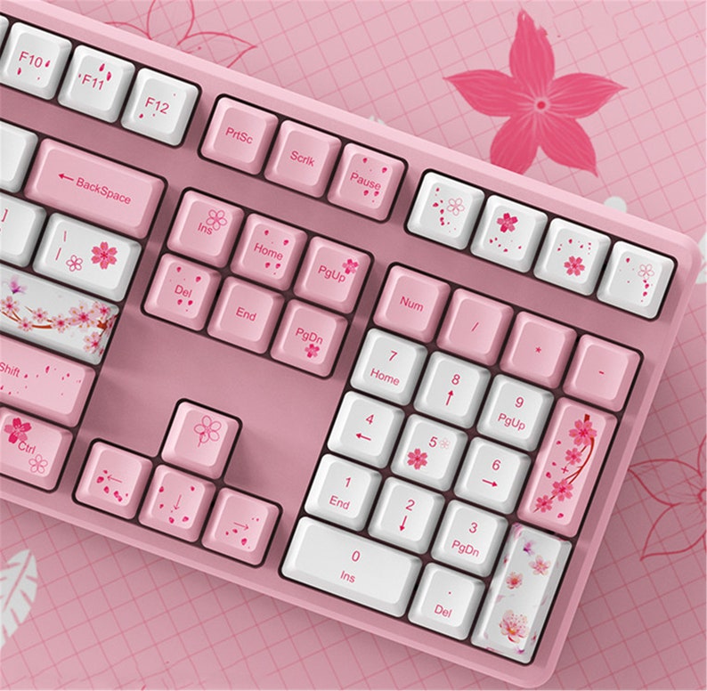 Cherry Blossoms Keycaps Set OEM Artisan Keycaps Set 68 87 - Etsy