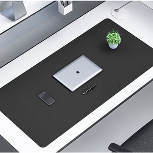 Custom Size Desk Mat, Gray White Soft Leather Mouse Mat, Waterproof ...