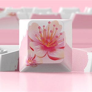 Cherry Blossoms Keycaps Set, OEM Artisan Keycaps Set, 68 87 104 108 ...