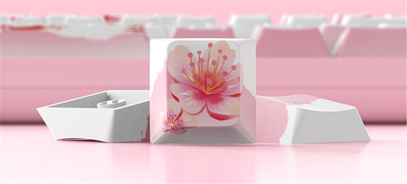 Cherry Blossoms Keycaps Set OEM Artisan Keycaps Set 68 87 - Etsy
