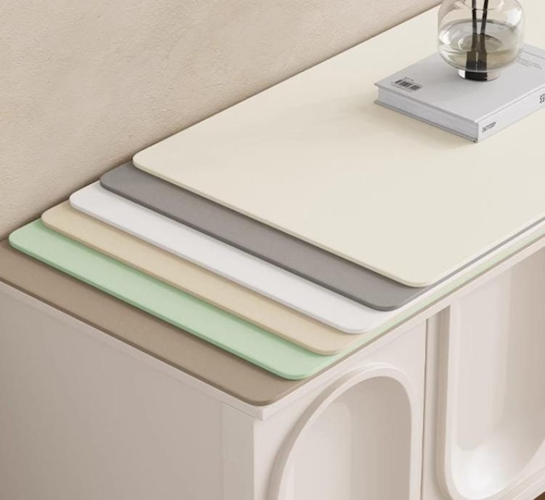 PVC Leather Cabinet Table Mat, Custom Size Table Mat, Minimalist Desk ...