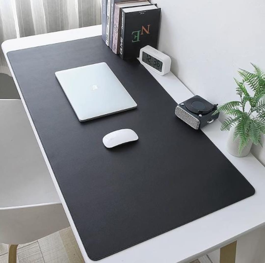 Black PU Leather Desk Mat, Custom Size Desk Mat, Office Large Desk Mat ...