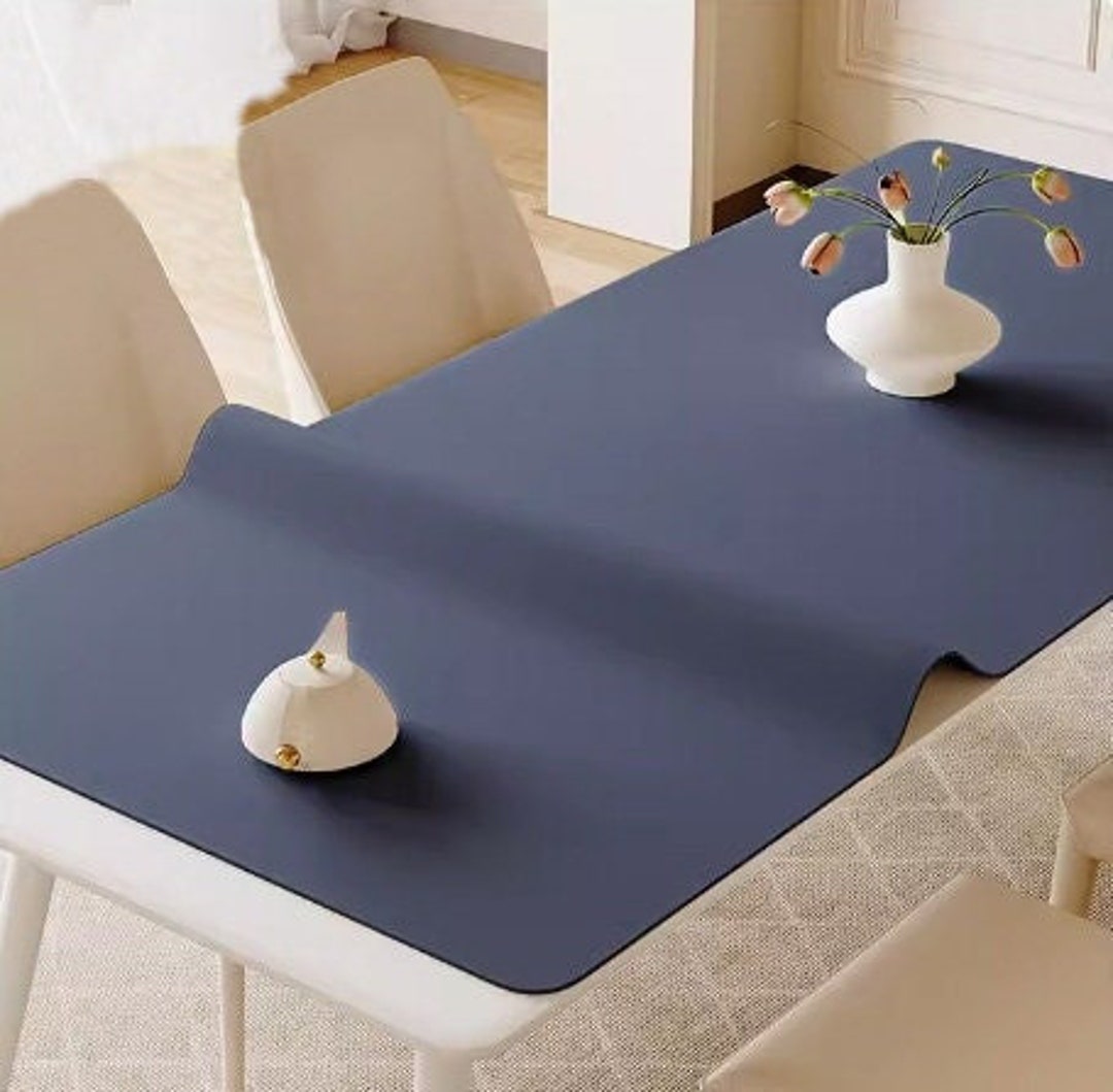 Azure Blue Desk Mat, PVC Leather Desk Mat, Office Desk Pad, Custom Size ...