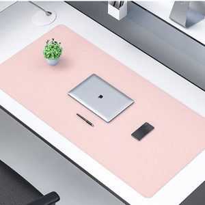 Custom Size Desk Mat, Gray White Soft Leather Mouse Mat, Waterproof ...