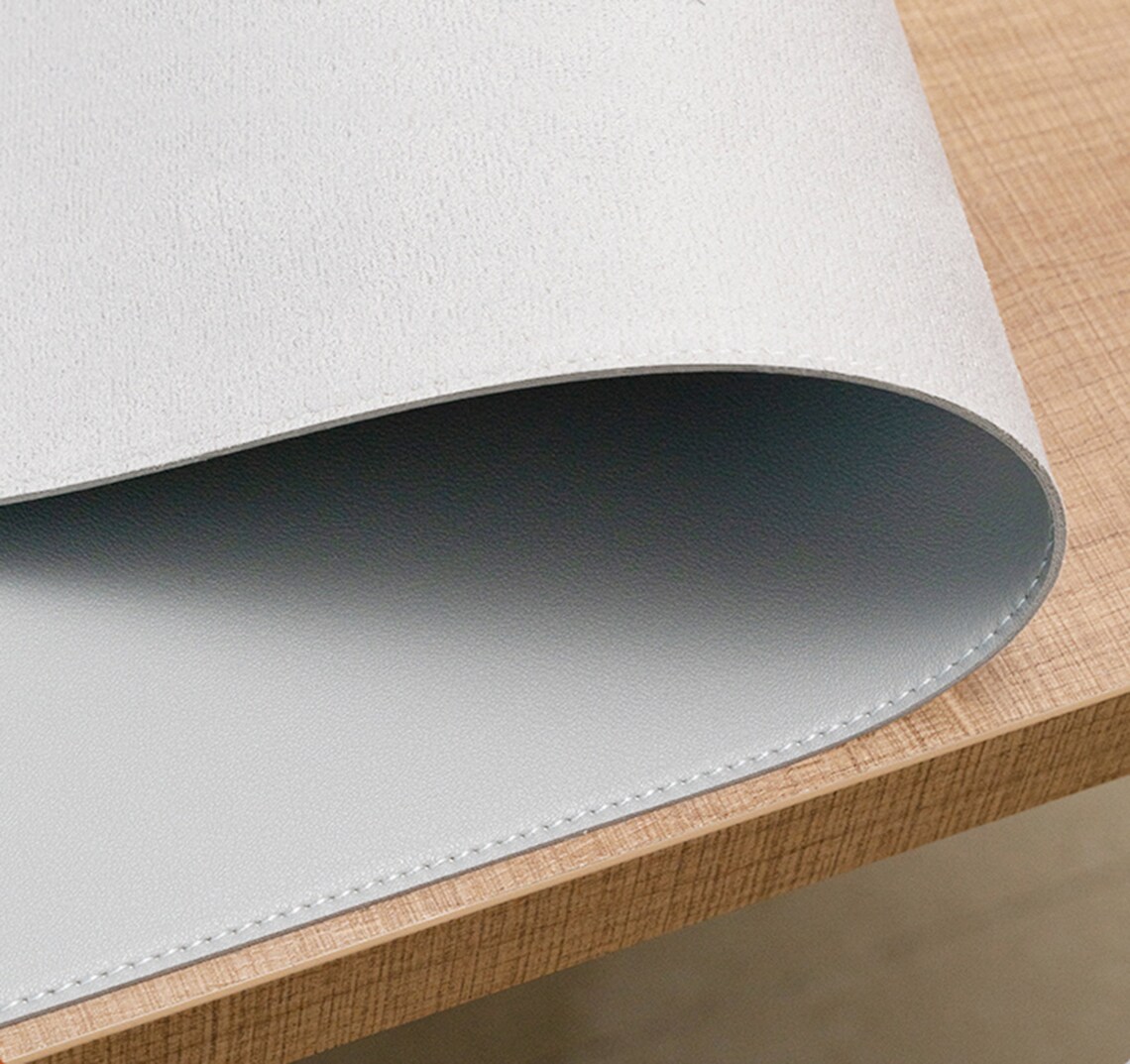Custom Size Desk Mat, Gray White Soft Leather Mouse Mat, Waterproof ...