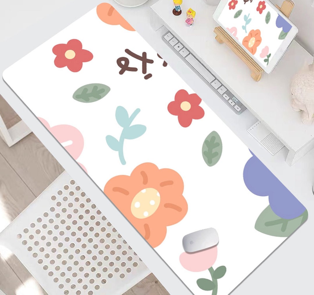 Floral Desk Mat, Kawaii Mouse Pad, Large Desk Mat, Art Desk Pad, Desk ...