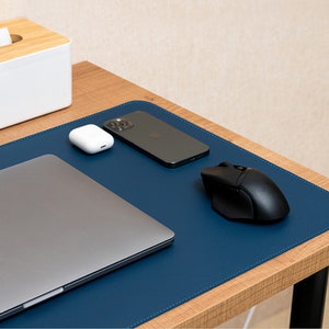 Custom Size Desk Mat, Gray White Soft Leather Mouse Mat, Waterproof ...