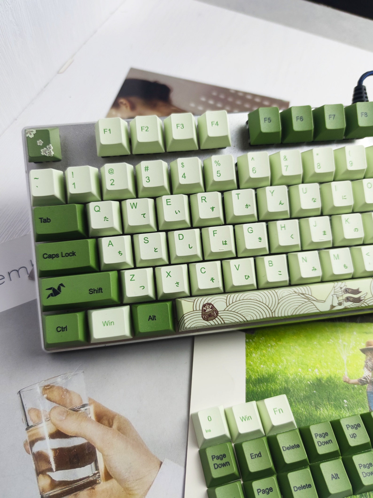 Mint Green Keycaps Set, Matcha Cherry Keycaps Set, 64/68/96/104/108 MX ...