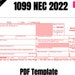 1099 NEC Editable PDF Fillable Template 2022 Prints up to 30 Pages| With Print and Clear Buttons ...