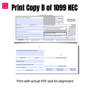 1099 NEC Editable PDF Fillable Template 2022 Prints up to 30 Pages ...