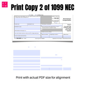 1099 NEC Editable PDF Fillable Template 2022 | With Print and Clear ...
