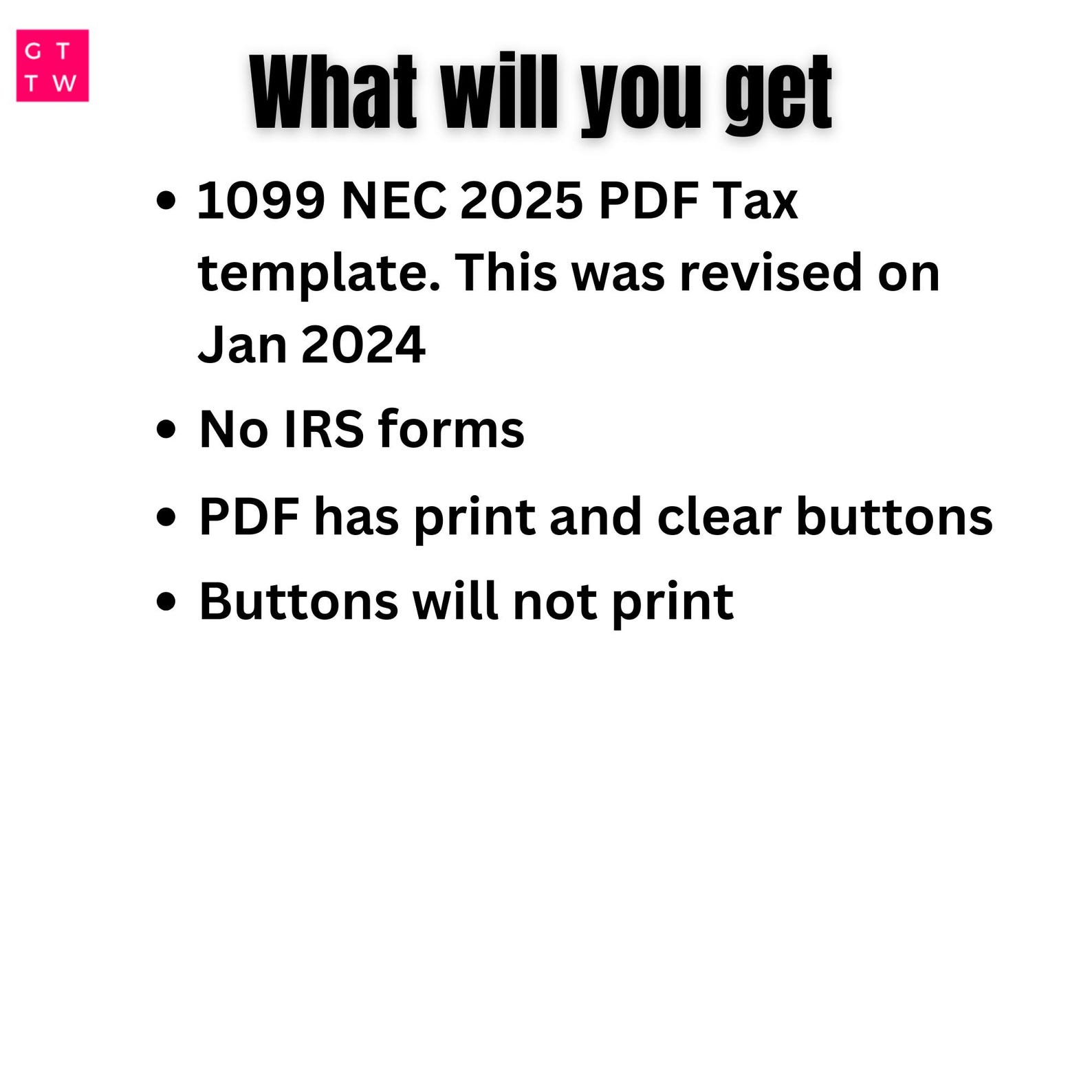 1099 NEC Editable PDF Fillable Template 2025 | With Print and Clear ...