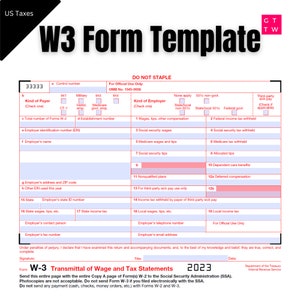 W3 Form IRS 2023 Fillable PDF - Etsy