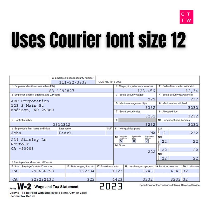 W2 Form IRS 2023 Fillable PDF With Print And Clear Buttons Generate W2 W2 Form IRS 2023 Fillable PDF With Print And Clear Buttons Generate W2