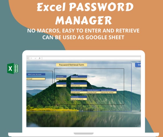 Excel Template Password Manager Digitally Track No Macros - Etsy