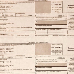 1099 NEC Editable PDF Fillable Template 2022 Prints up to 30 Pages| With Print and Clear Buttons ...