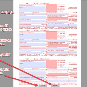 1099 NEC Editable PDF Fillable Template 2022 Prints up to 30 Pages ...