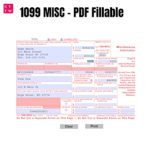 2024 1099-MISC Form - Fillable Print Template (digital Download) - Etsy