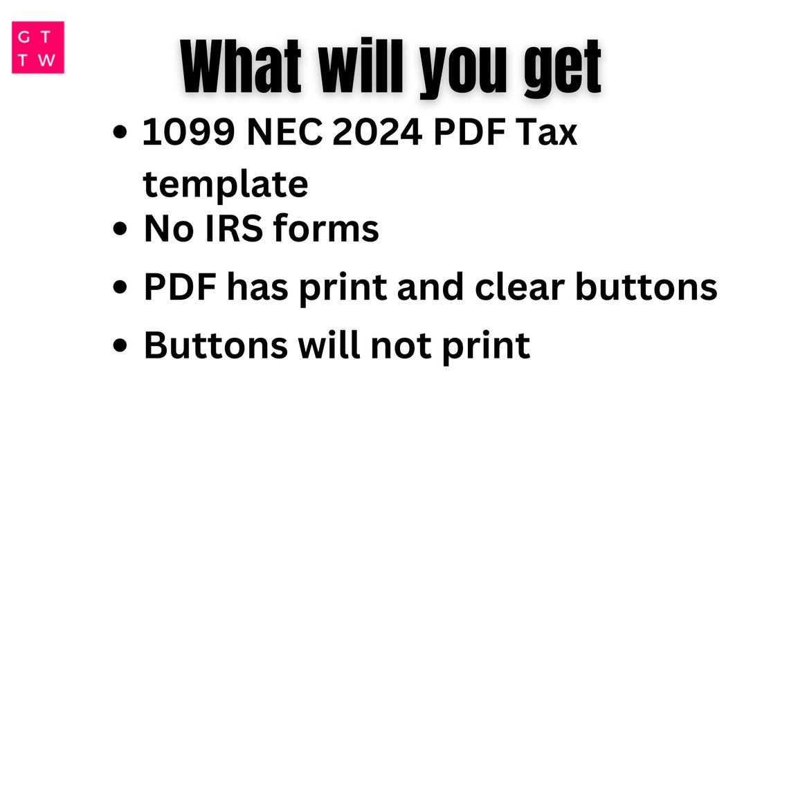 1099 NEC Editable PDF Fillable Template 2024 | With Print and Clear ...