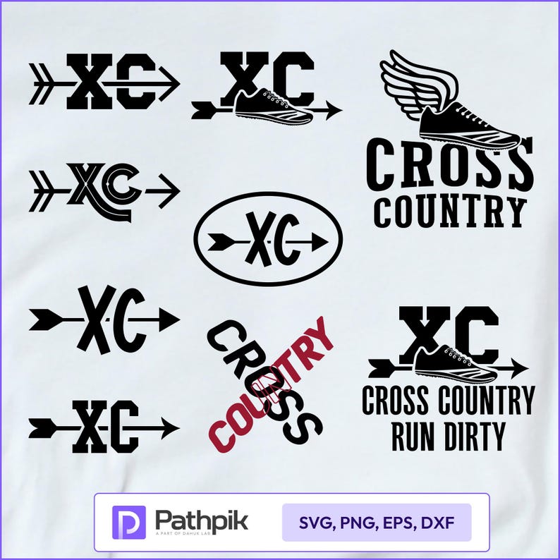 Cross Country SVG Bundle, XC Winged Shoe & Arrow Designs, Running Team ...