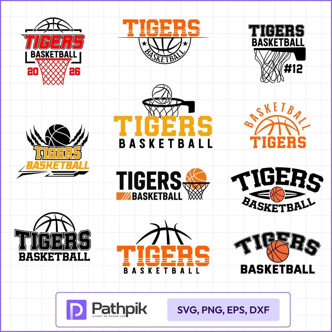 Tigers Basketball SVG Bundle – Mascot Logos With Hoops, Nets & Varsity ...