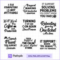 Unpaid Tech Support SVG Bundle | Funny IT Help Clipart, Family Tech ...