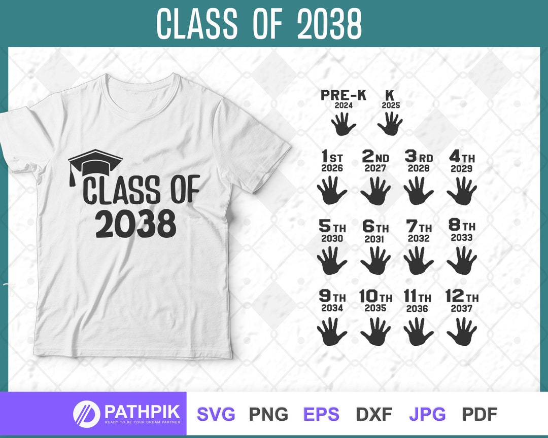 Class of 2038 SVG, Grow With Me Handprint Shirt SVG Design, Back to ...