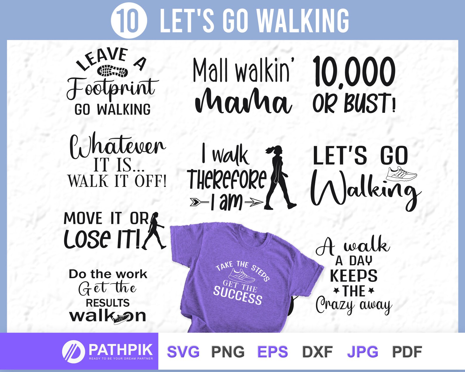 Let's Go Walking, Exercise SVG Design, Walking Design, Walkers Svg ...