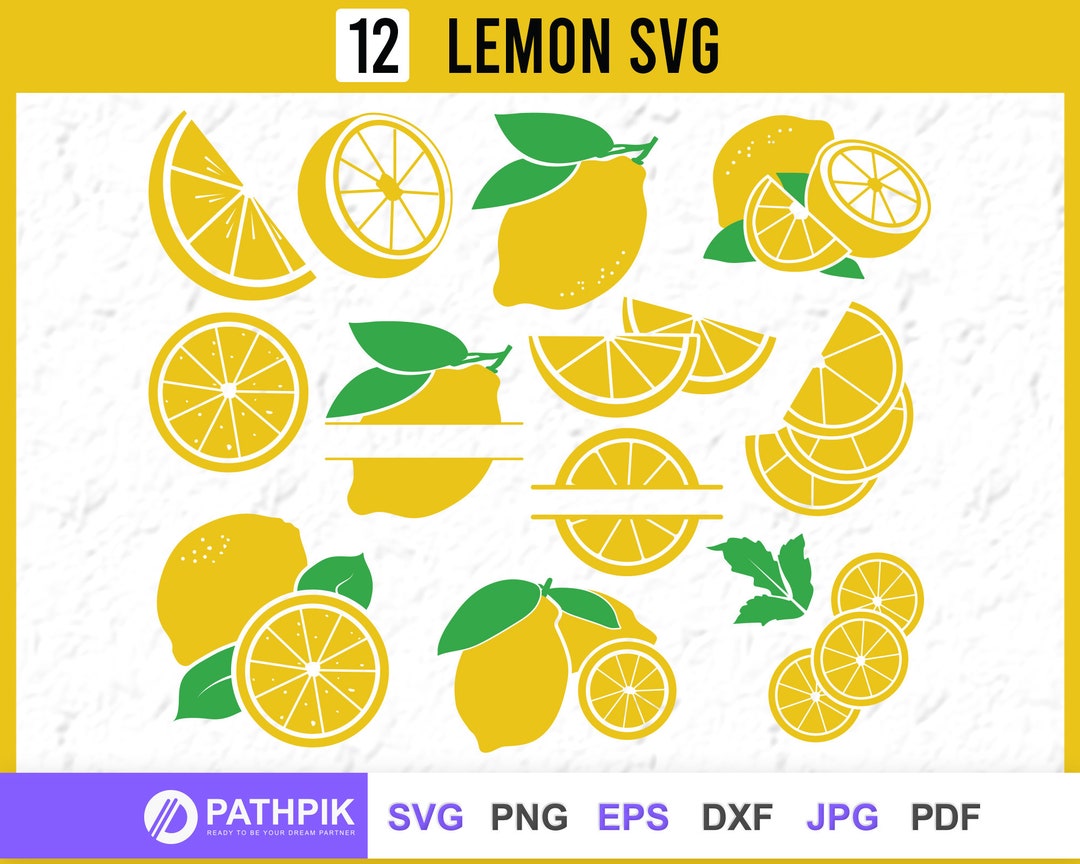 Lemon SVG, Fresh Fruit Svg, Lemon Slice Svg Design, Lemon Cut File ...