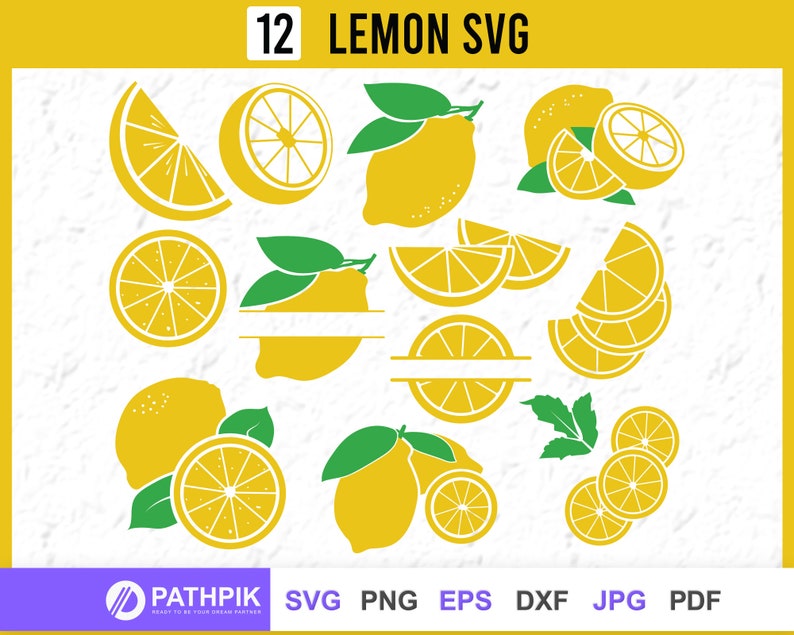 Lemon SVG, Fresh Fruit Svg, Lemon Slice Svg Design, Lemon Cut File ...