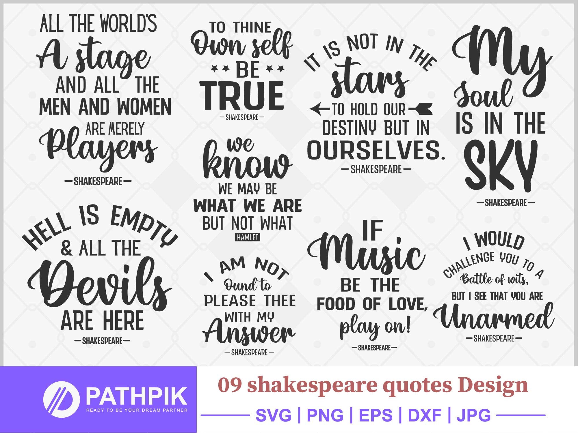 Shakespeare Quotes SVG, Cut Files for Your Crafting Work - Etsy