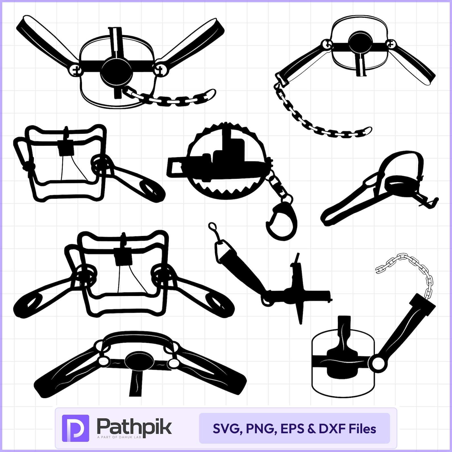 Long Spring Animal Trap SVG Bundle, Trapping Clipart (svg, Png, Eps ...