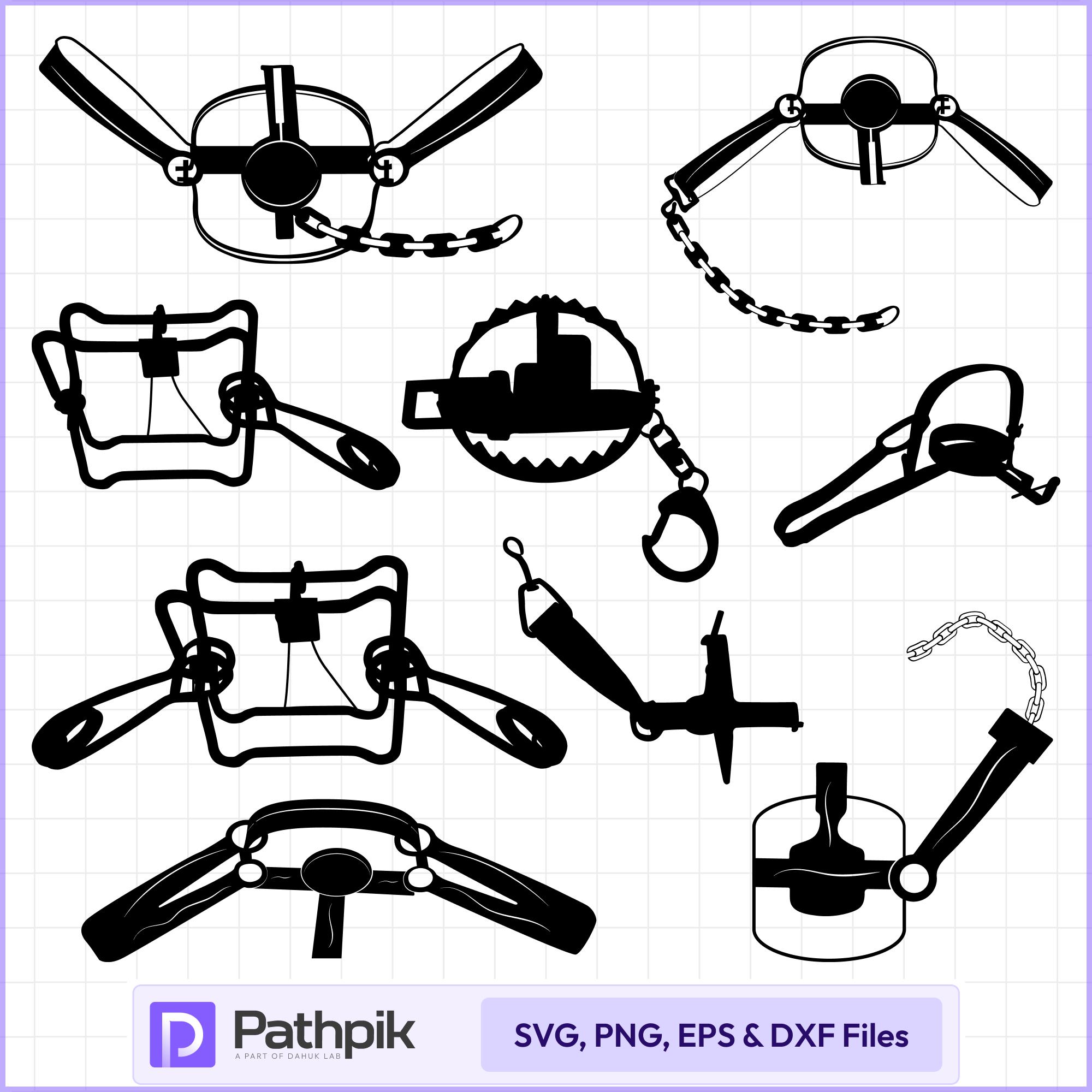 Long Spring Animal Trap SVG Bundle, Trapping Clipart (svg, Png, Eps ...
