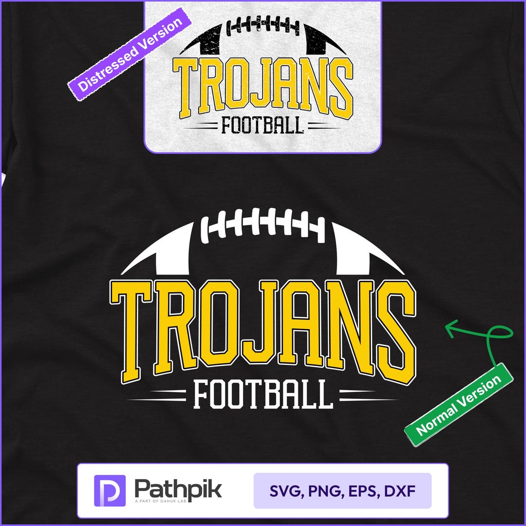 Trojans Football SVG Bundle, Distressed and Clean Designs, School ...
