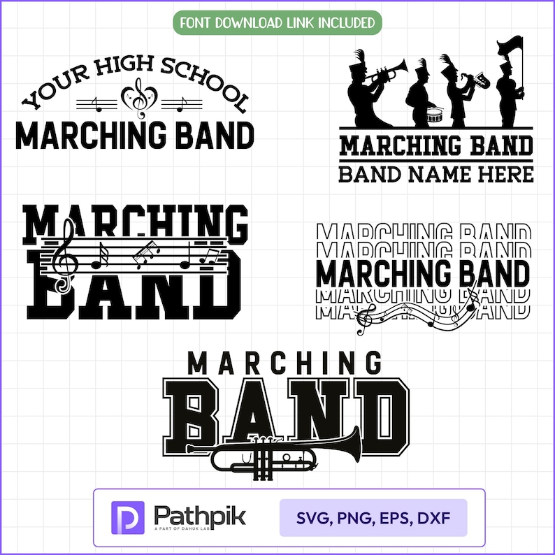 Marching Band SVG PNG Bundle, School Spirit and Music Designs, Custom ...