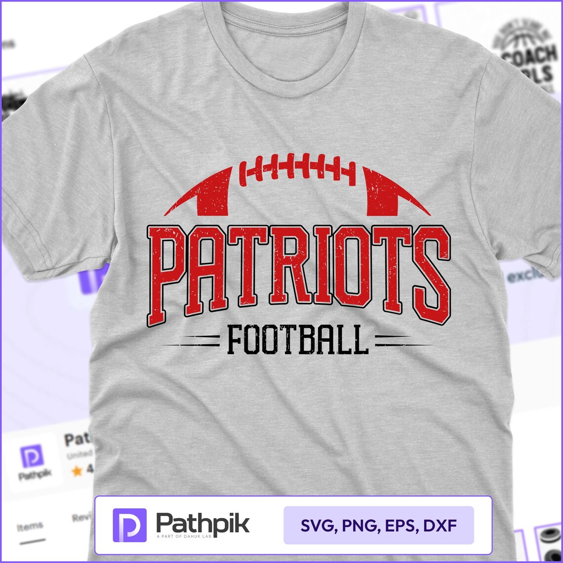 Patriots Football SVG Design, Distressed and Clean Cut Files, School ...
