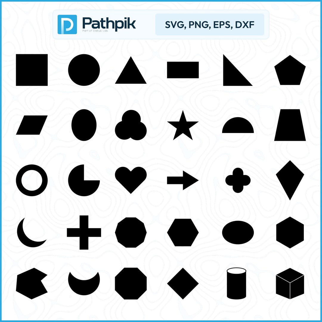 60 Geometric Basic Shape SVG PNG Bundle With Eps and Dxf Files - Etsy