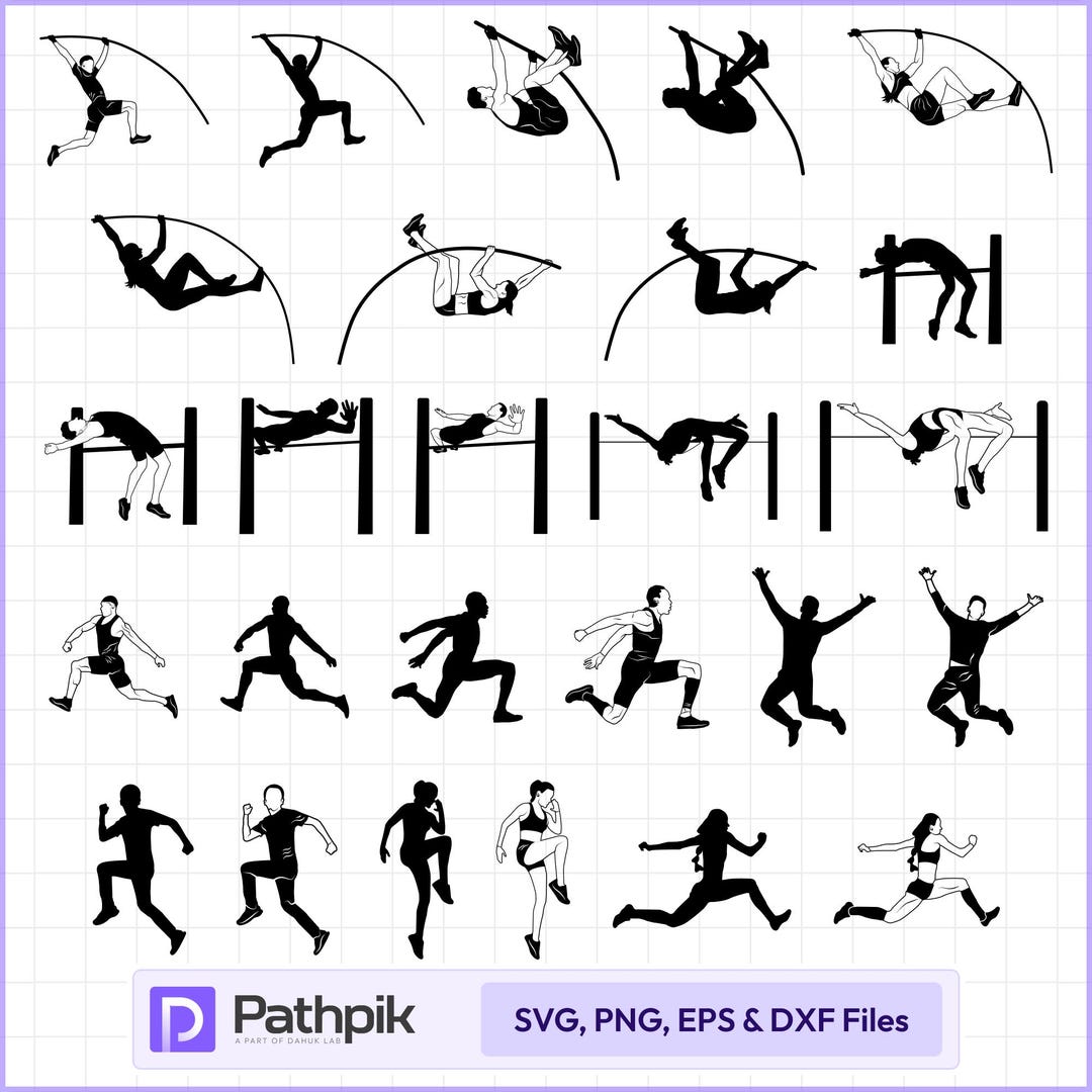 Track Jumping SVG Files, Long Jump Svg, High Jump SVG, Track and Field ...