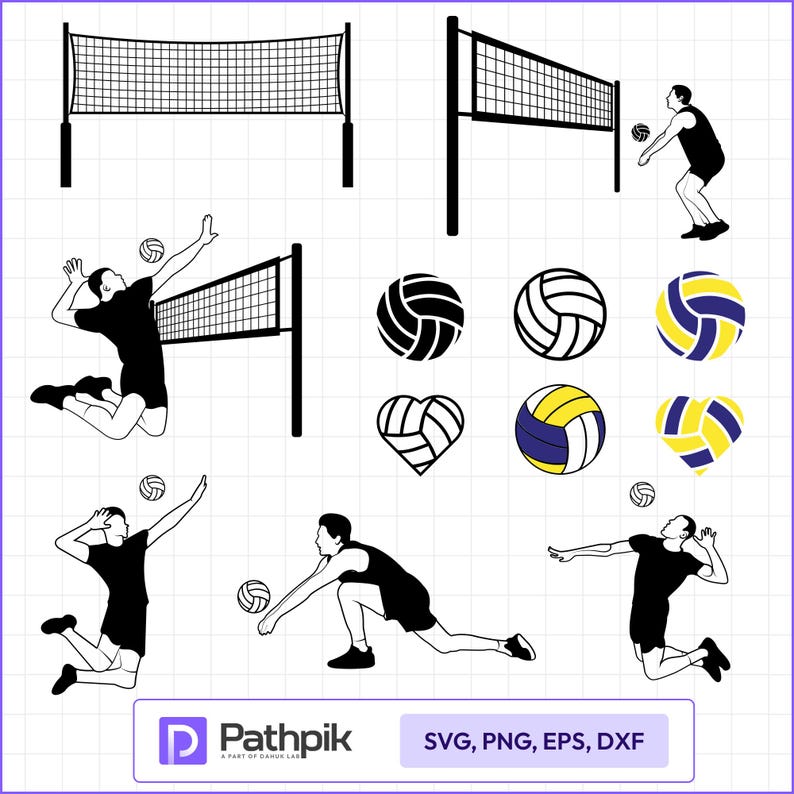 Volleyball Action SVG PNG Bundle, Volleyball Clipart, Volleyball Vector ...