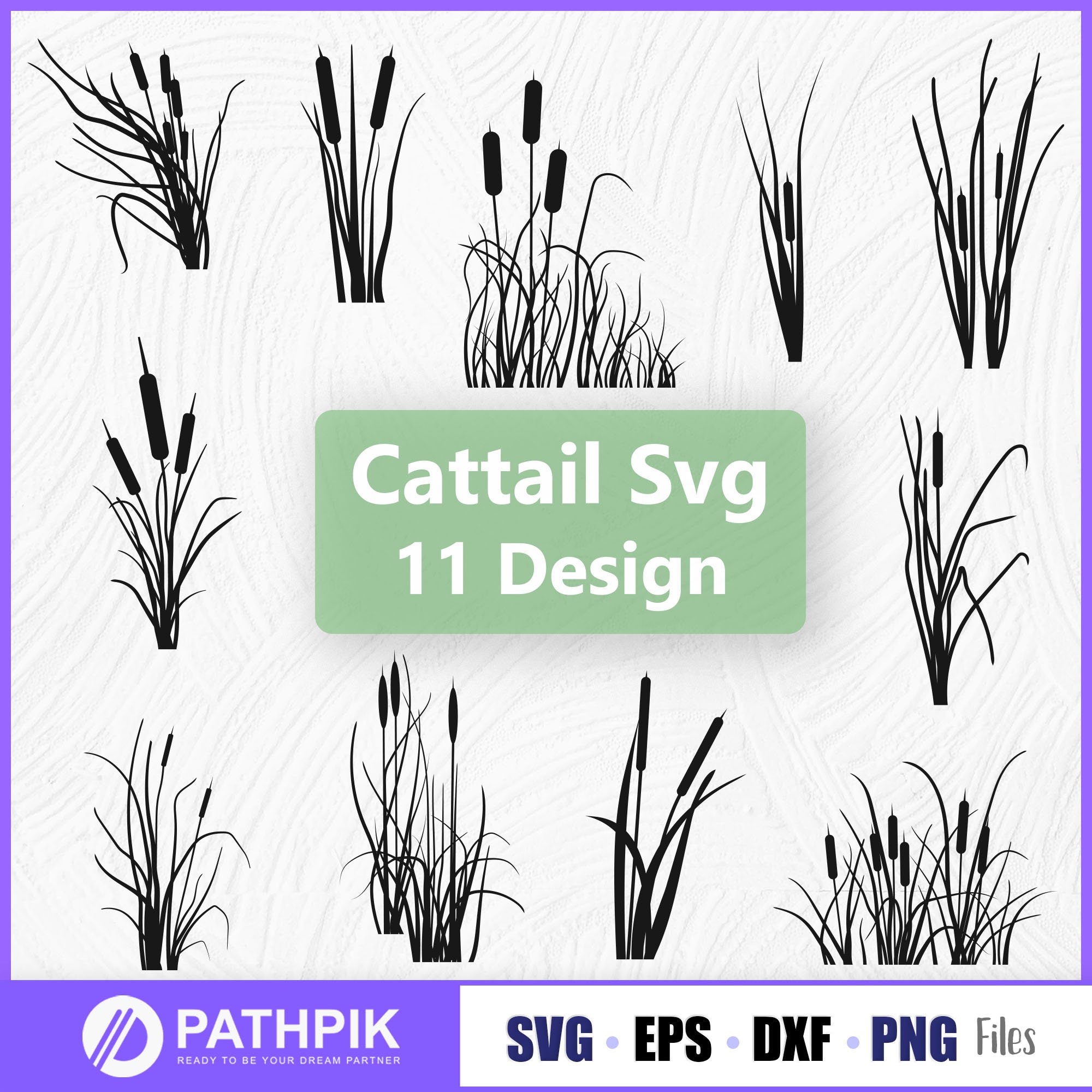 Cattail Svg Cattail Plant Silhouette Design Bulrush Plant Cattail ...