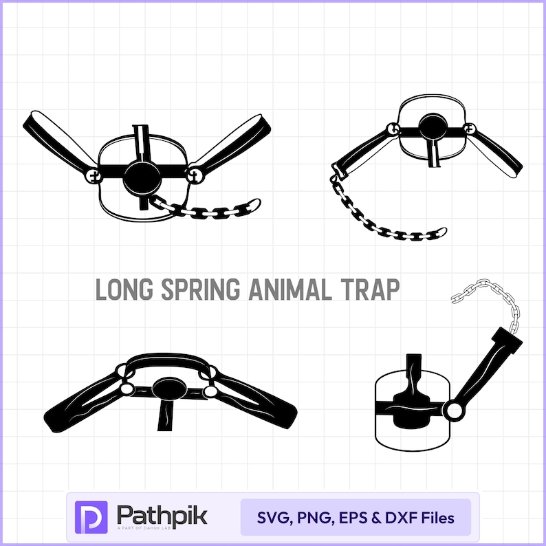 Long Spring Animal Trap SVG Bundle, Trapping Clipart (svg, Png, Eps ...
