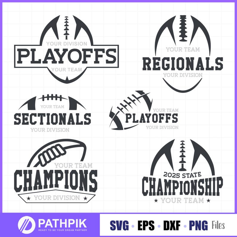 Football Team Playoff Regional State Design SVG Bundle - Cut File - Etsy