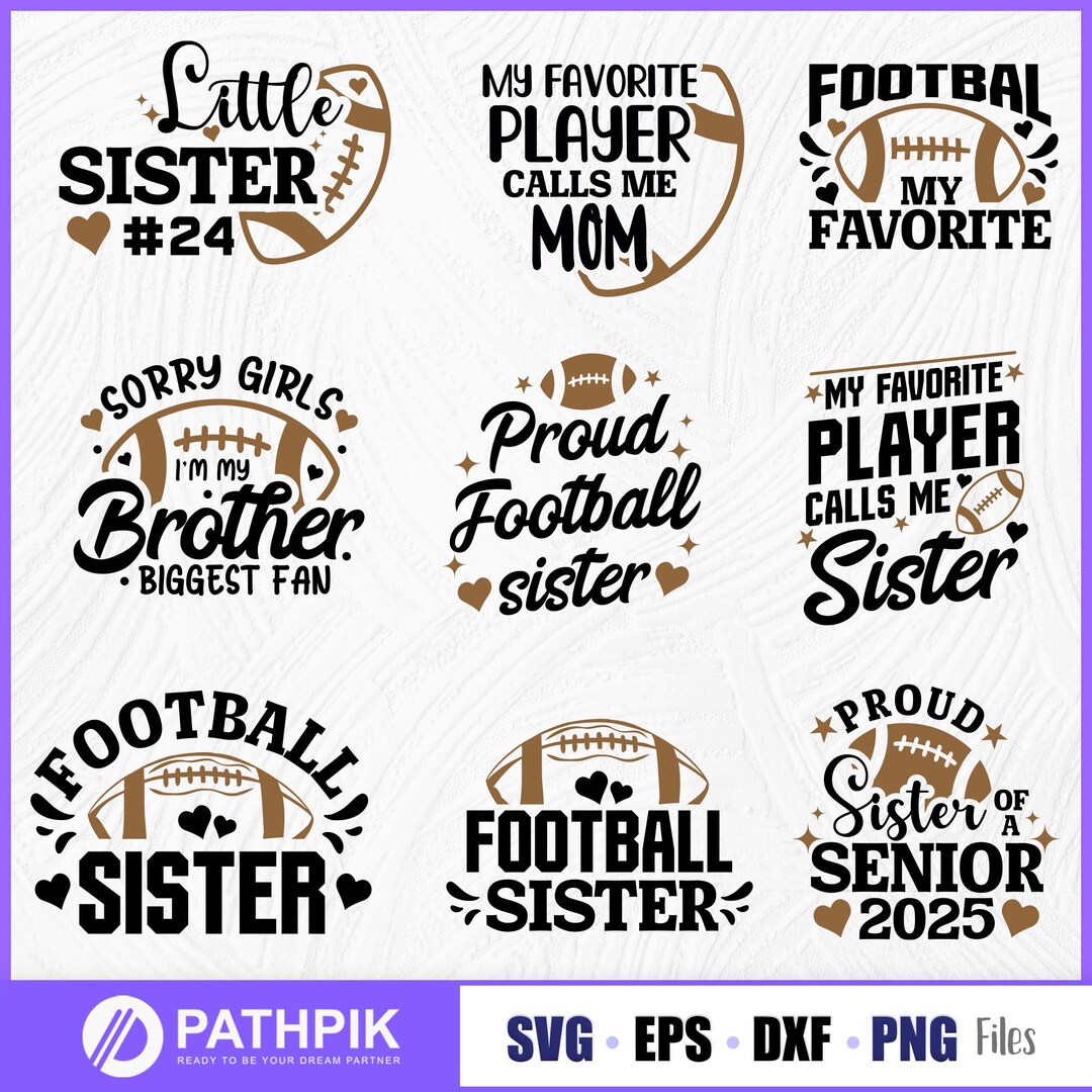 Football Sister Svg Bundle, Football Svg, Little Sister Biggest Fan ...