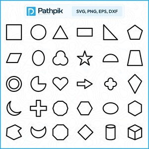 60 Geometric Basic Shape SVG PNG Bundle With Eps and Dxf Files - Etsy