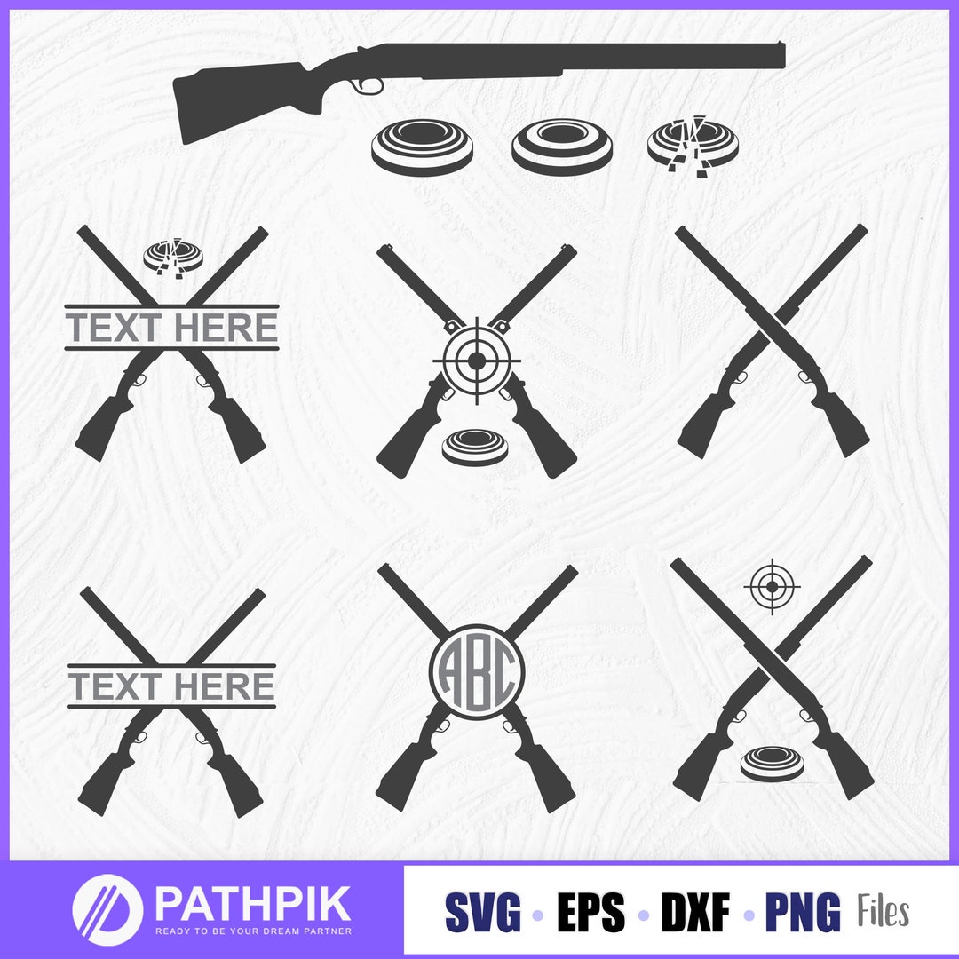 Shotgun Monogram SVG 10 Design, Sporting Clay SVG, Trapshooting SVG ...