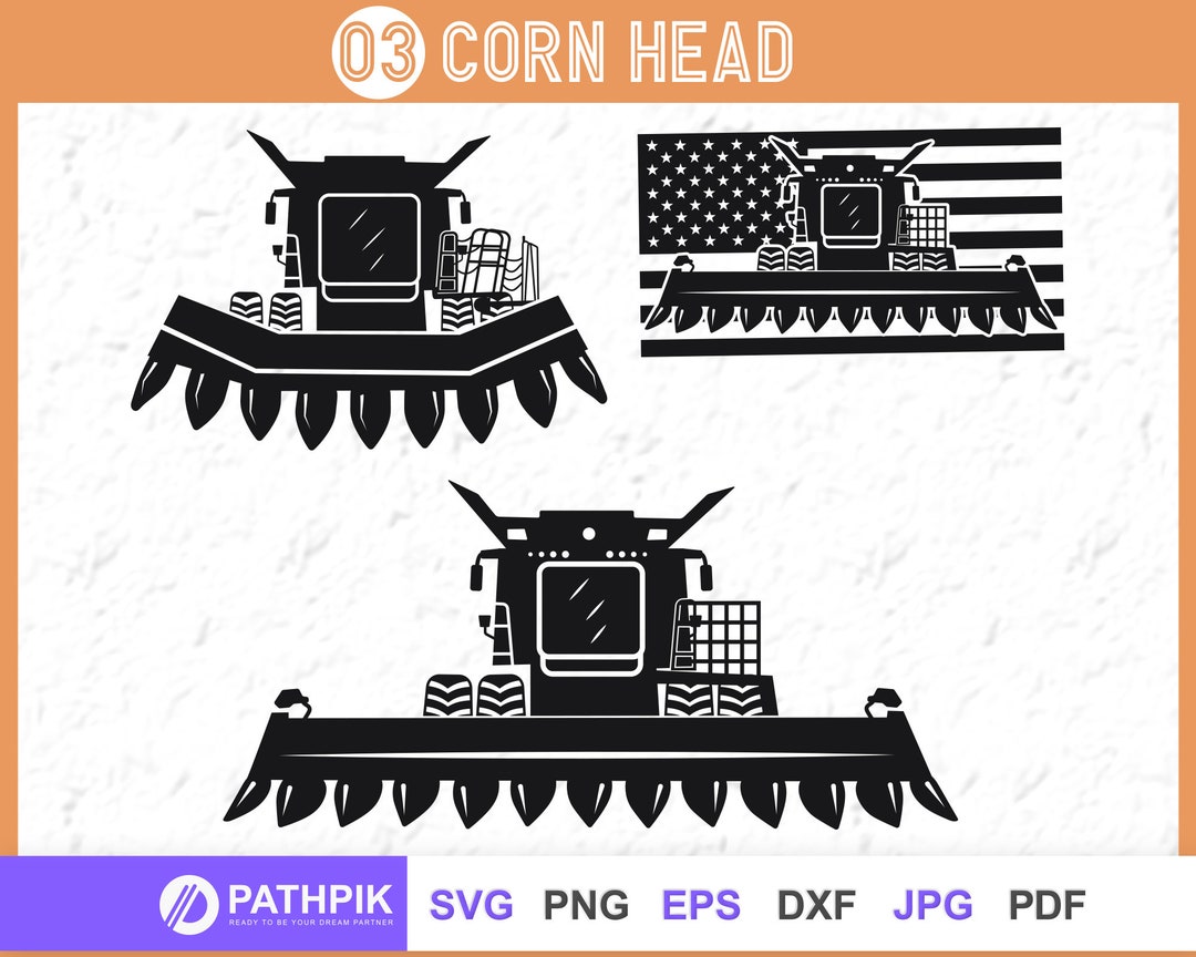 Corn Head Svg, US Corn Head Svg Design, Corn Header Svg, Combine ...